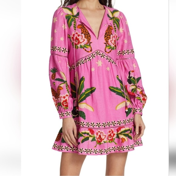 FARM Rio | Dresses | Nwt Farm Rio Leopard Forest Pink Dress Bought The ...
